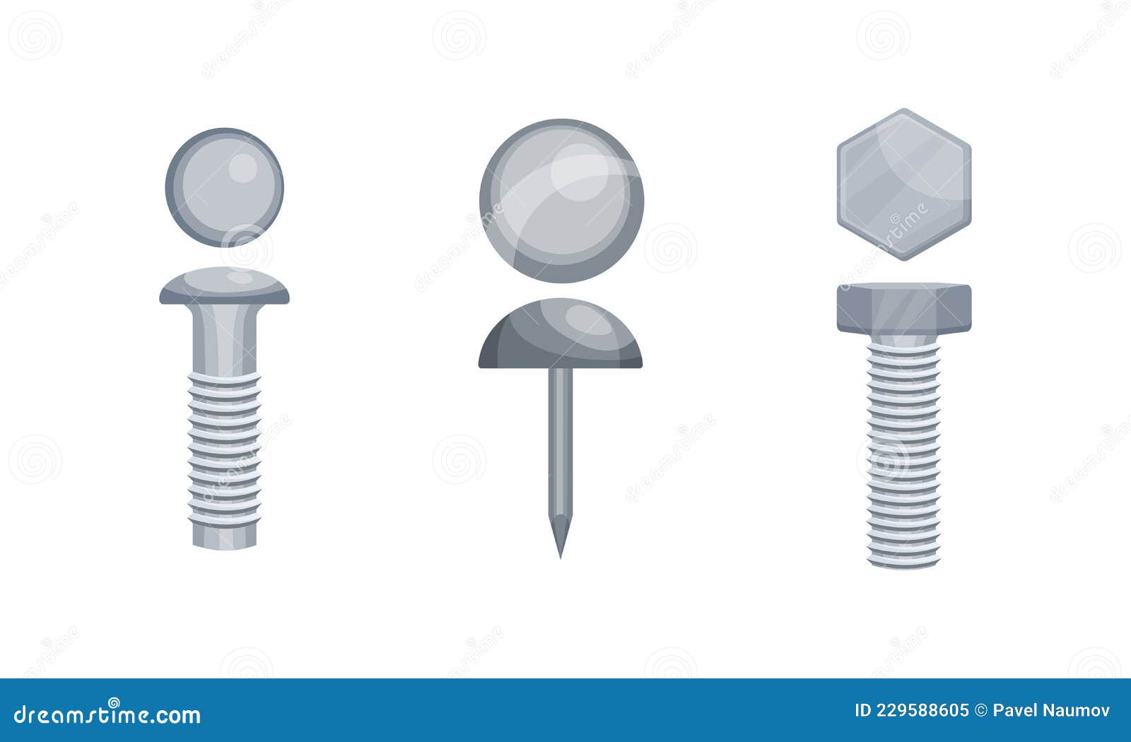 Nail Fastener Illustration In Black And White Cartoon Vector ...
