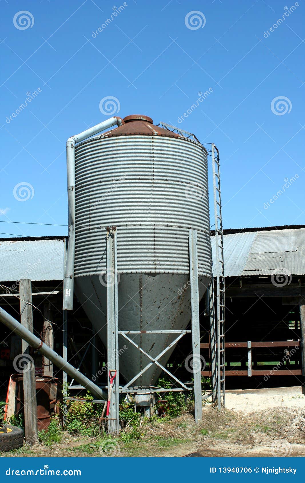 Metal feed silo stock photo. Image of agriculture, silo - 13940706