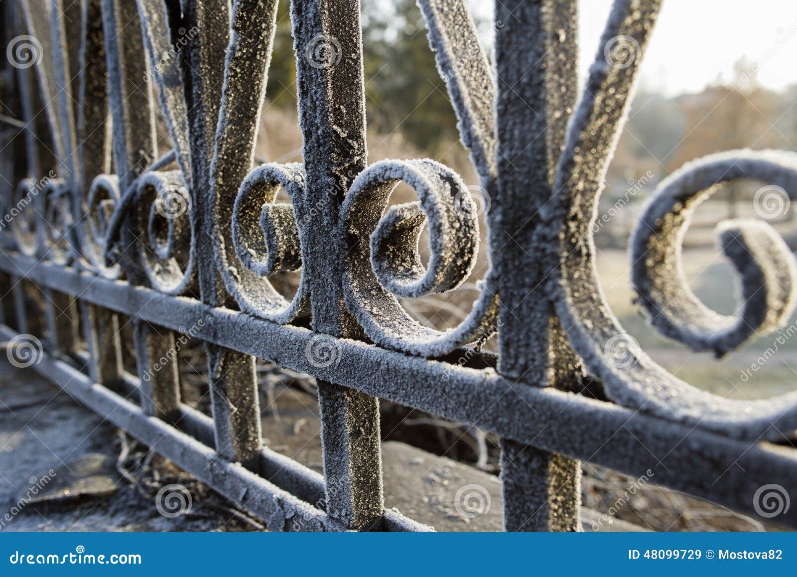 Metal Fence Covered with Frost Stock Image - Image of autumn, beach ...