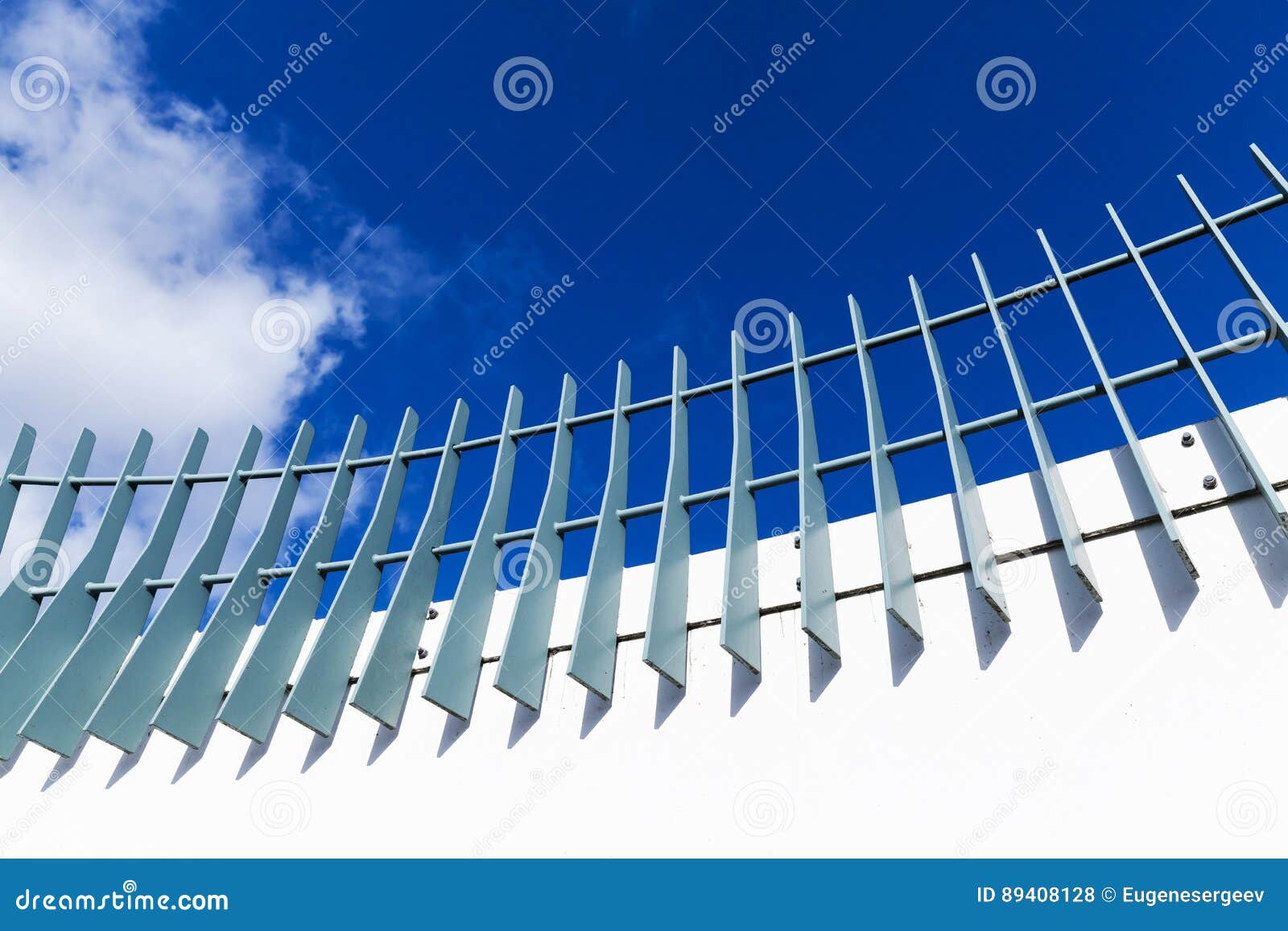 Metal Fence on Modern White Bridge Stock Photo - Image of barrier ...