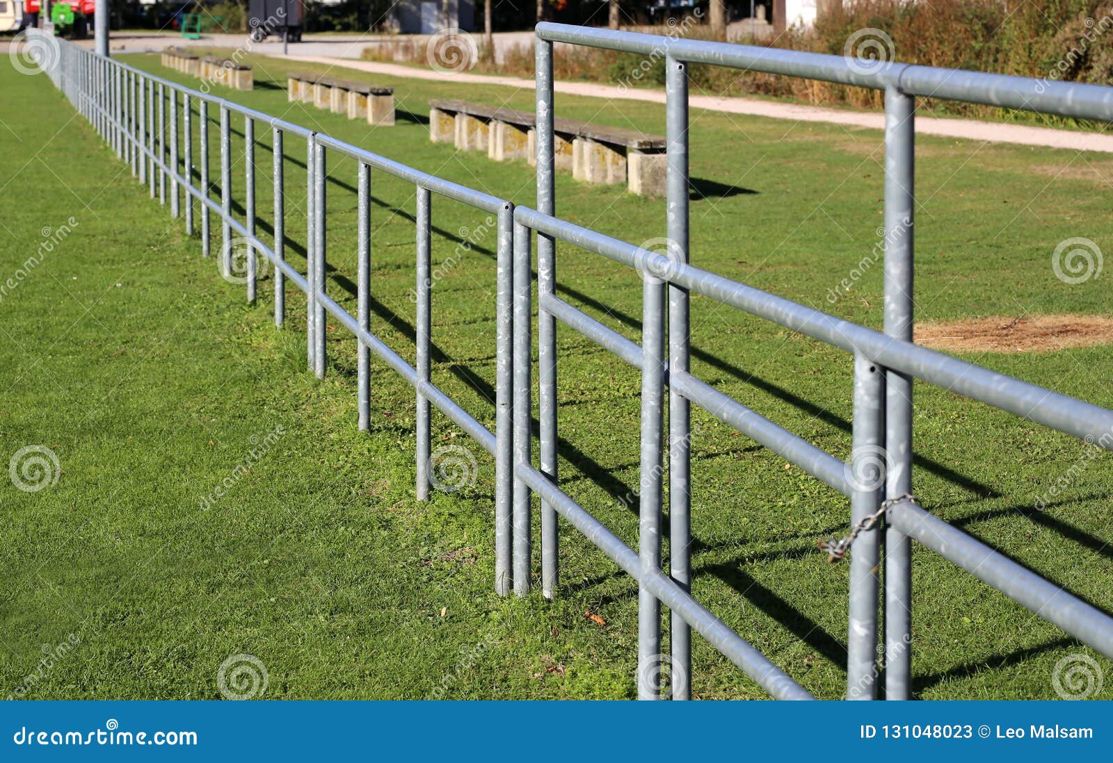 Metal Fence. Metal Fence at the Stadium. Stock Image - Image of grass ...