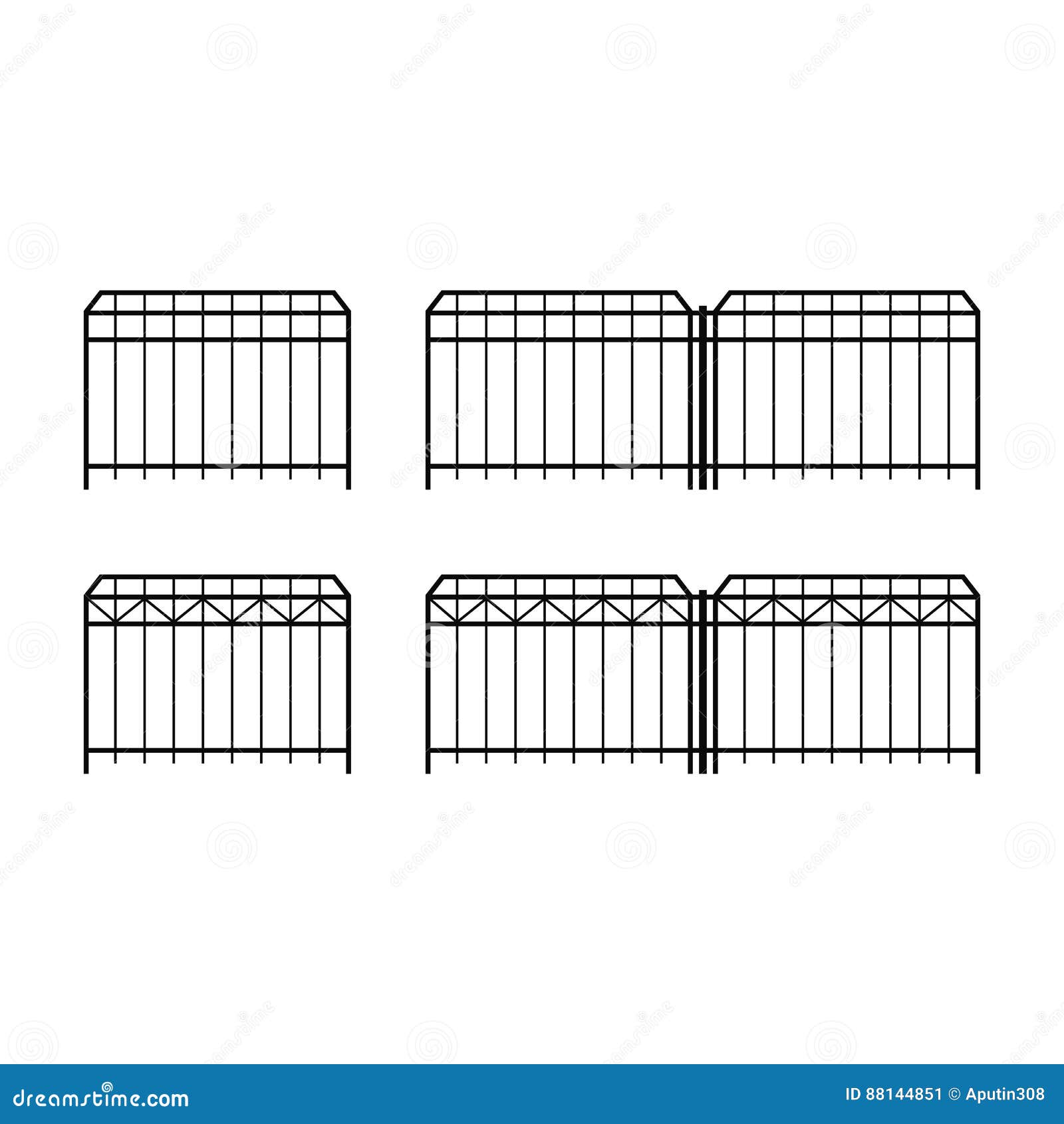 Metal Fence Vector Illustration Stock Vector - Illustration of border ...