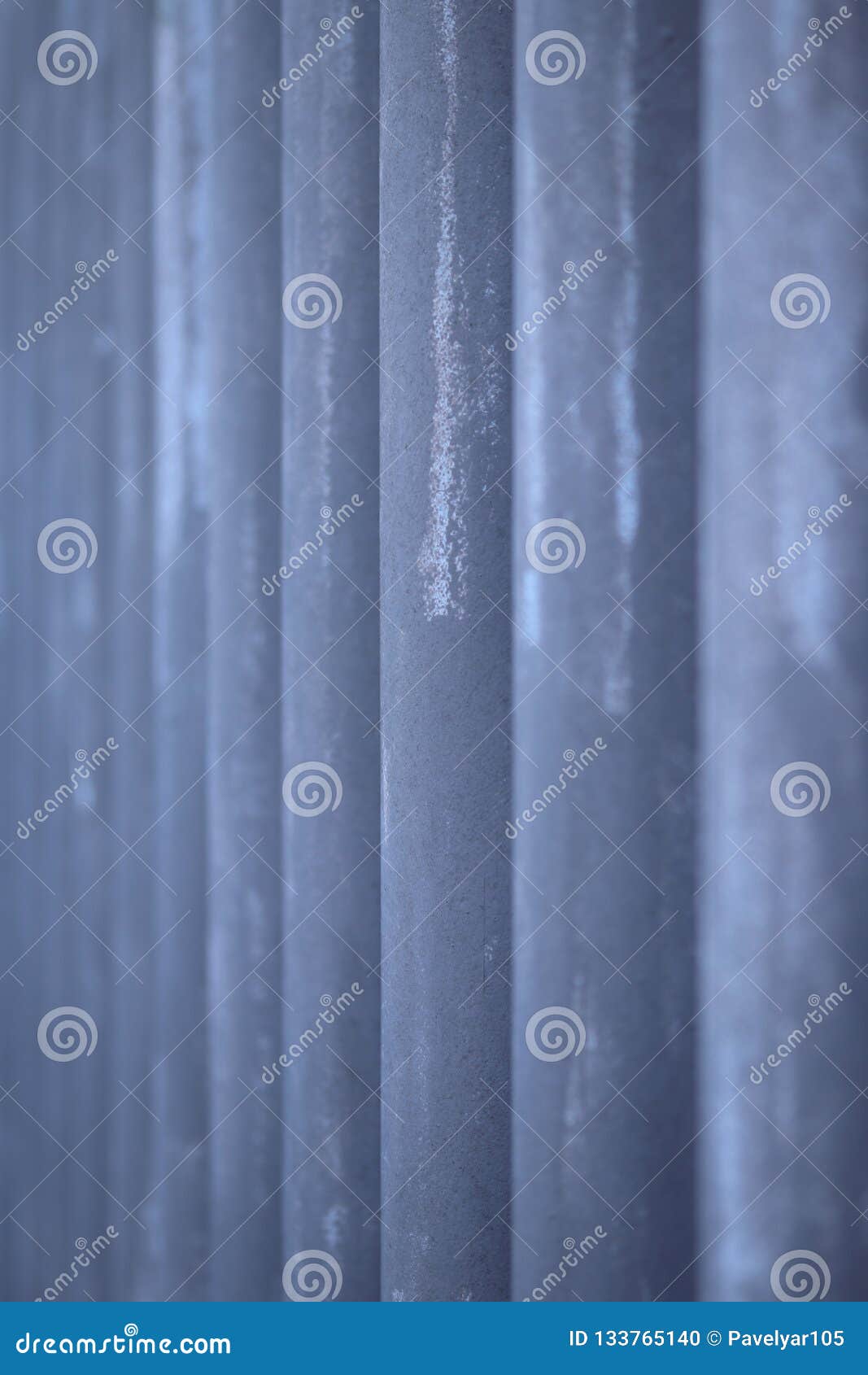 Metal Fence with Vertical Elements Stock Photo - Image of galvanized ...