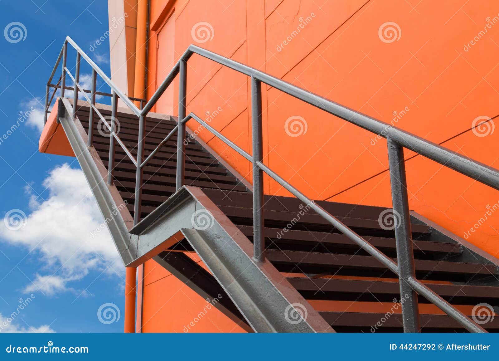 Metal Fire Escape Stairs Construction Outdoor Side Of High Building And ...