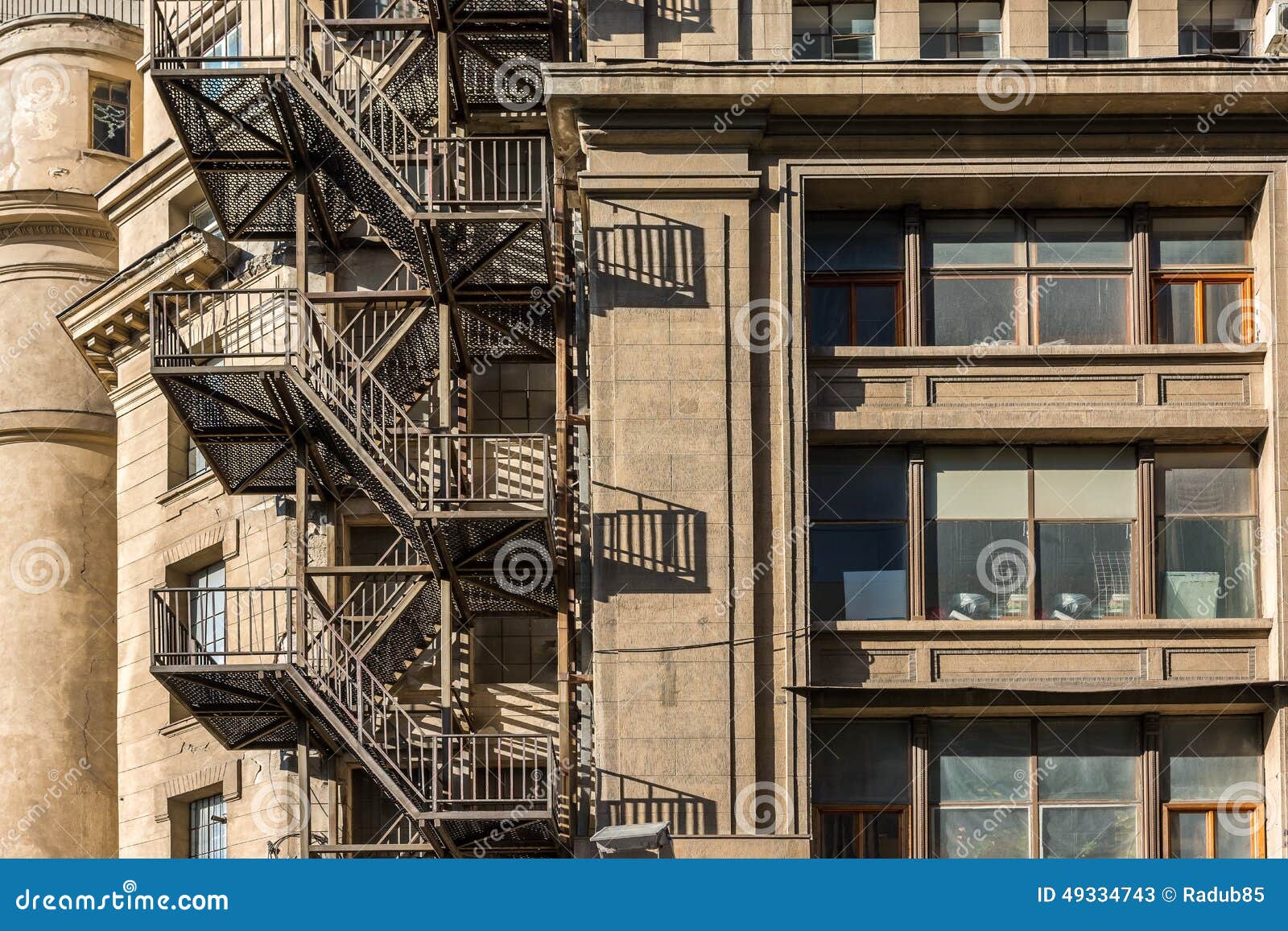 Metal Fire Escape Stairs on Old Building Stock Image - Image of office ...