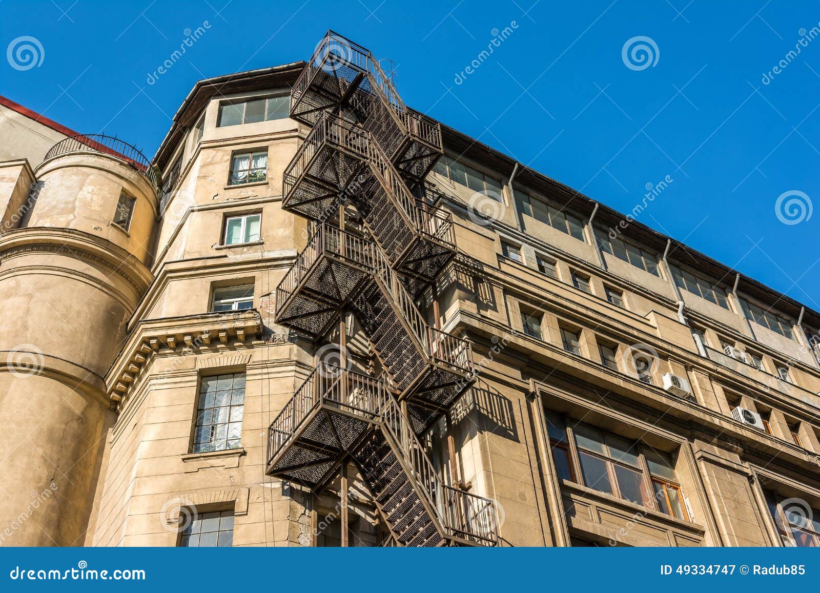 Metal Fire Escape Stairs on Old Building Stock Image - Image of ...