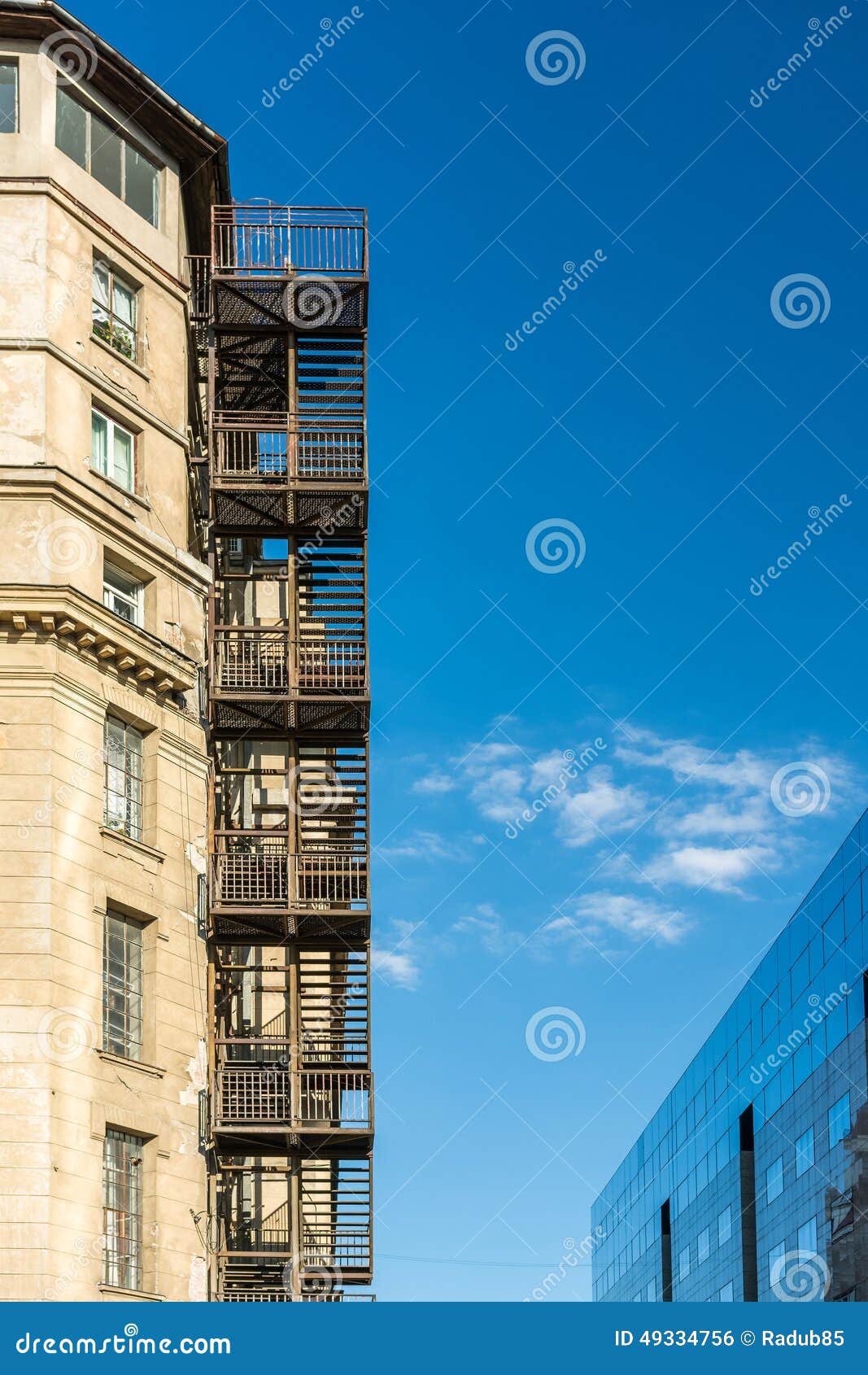 Metal Fire Escape Stairs on Old Building Stock Photo - Image of fire ...