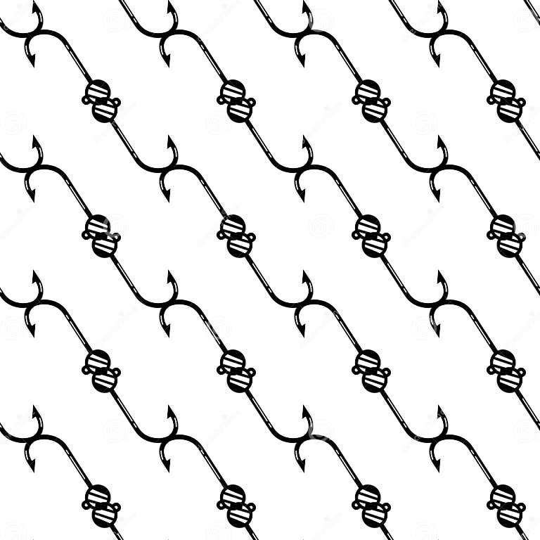 Metal Fish Hook Pattern Seamless Vector Stock Vector - Illustration of ...