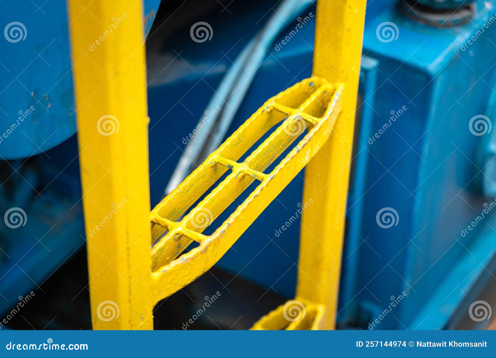 Metal Fixed Ladder of the Construction Working Platform. Stock Photo ...