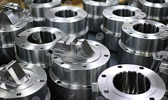 Metal Flanges Arranged Neatly on a Solid Surface Stock Illustration ...