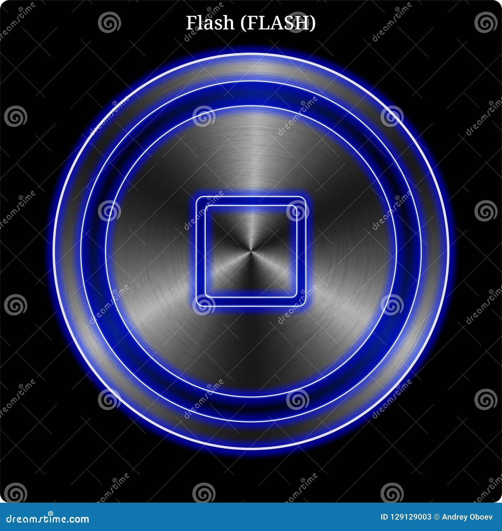 Metal Flash FLASH Coin Witn Blue Neon Glow. Stock Vector - Illustration ...