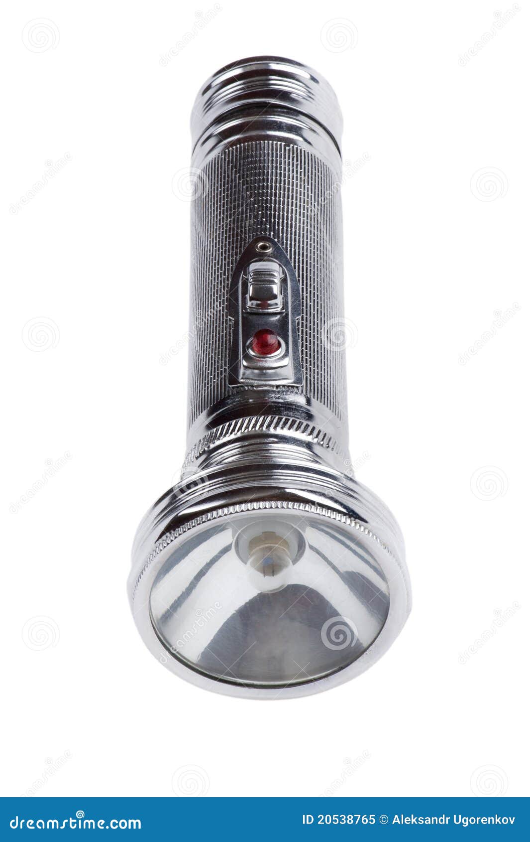 Metal flashlight on white stock image. Image of equipment - 20538765