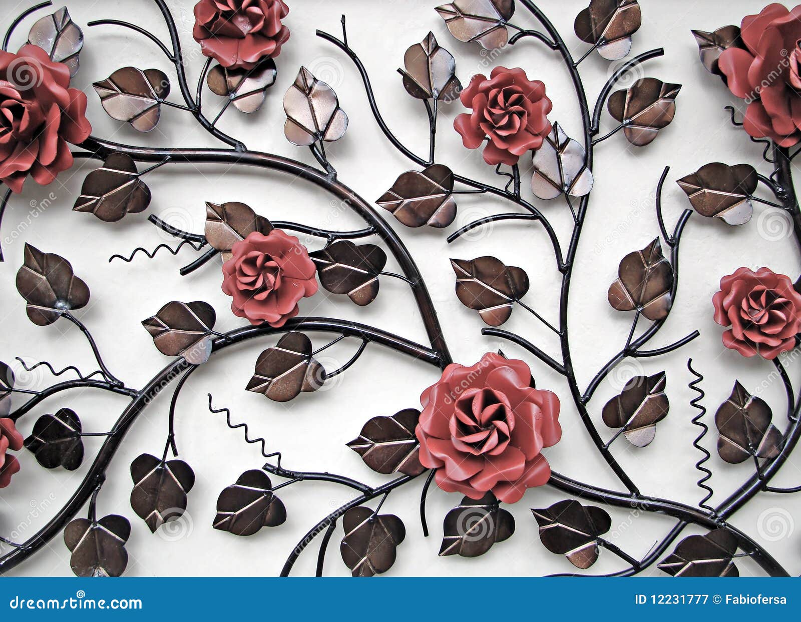 Metal flowers and leaves stock image. Image of leaves - 12231777