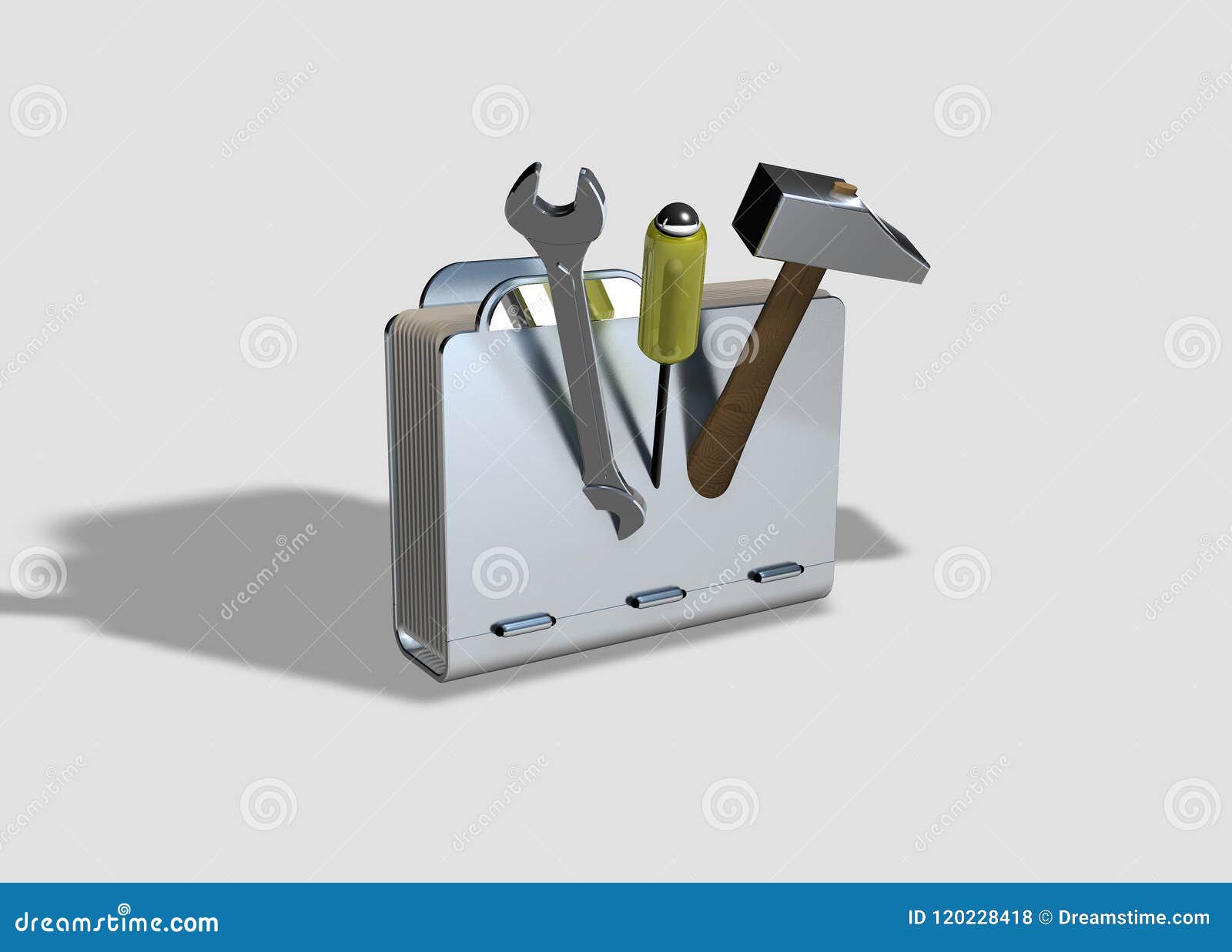 Metal Folder with Tools, Screwdriver and Hammer Wrench Stock ...