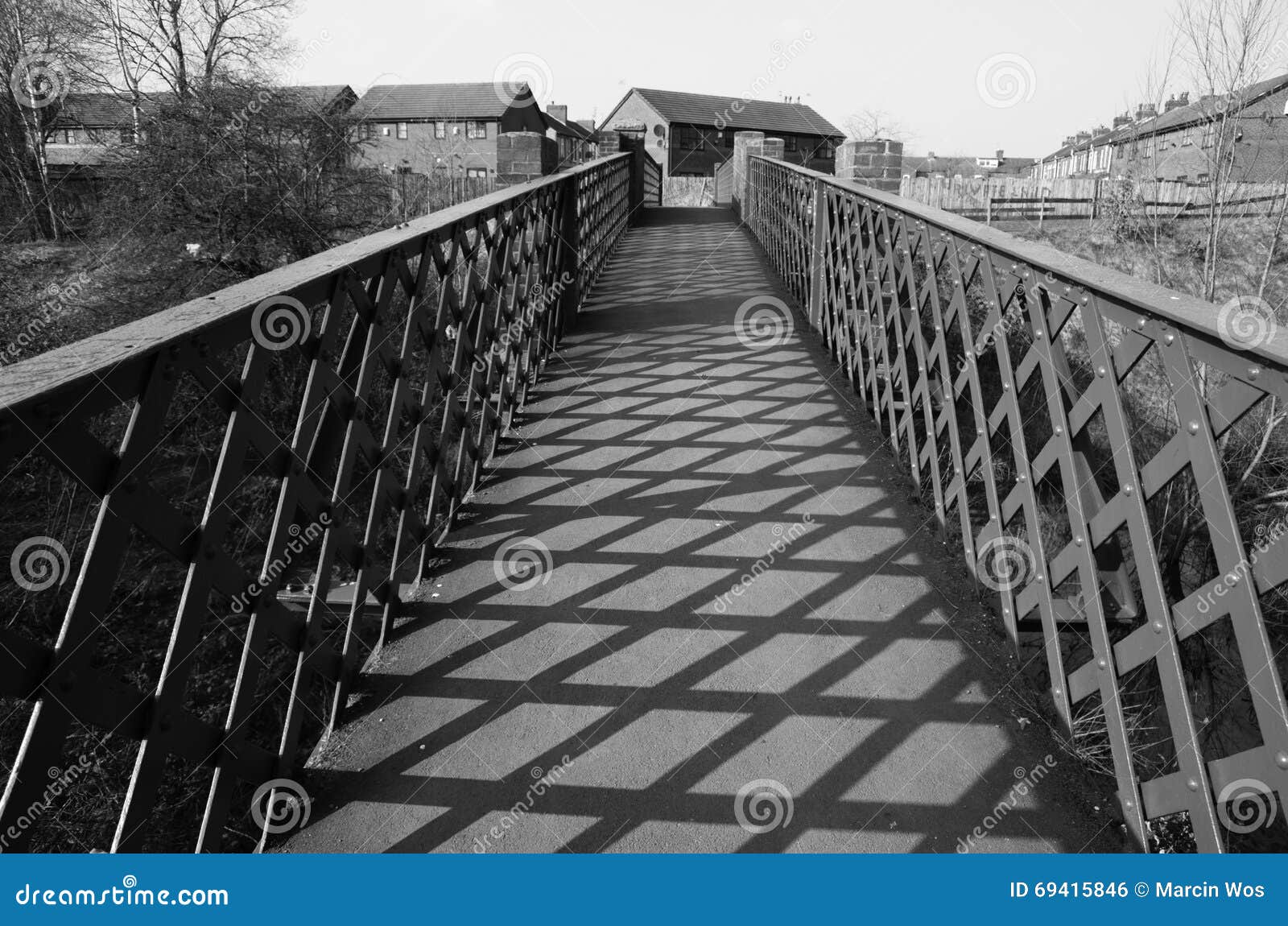 Metal Footbridge Over The River. Pedestrian Crossing Over A Gorge In ...