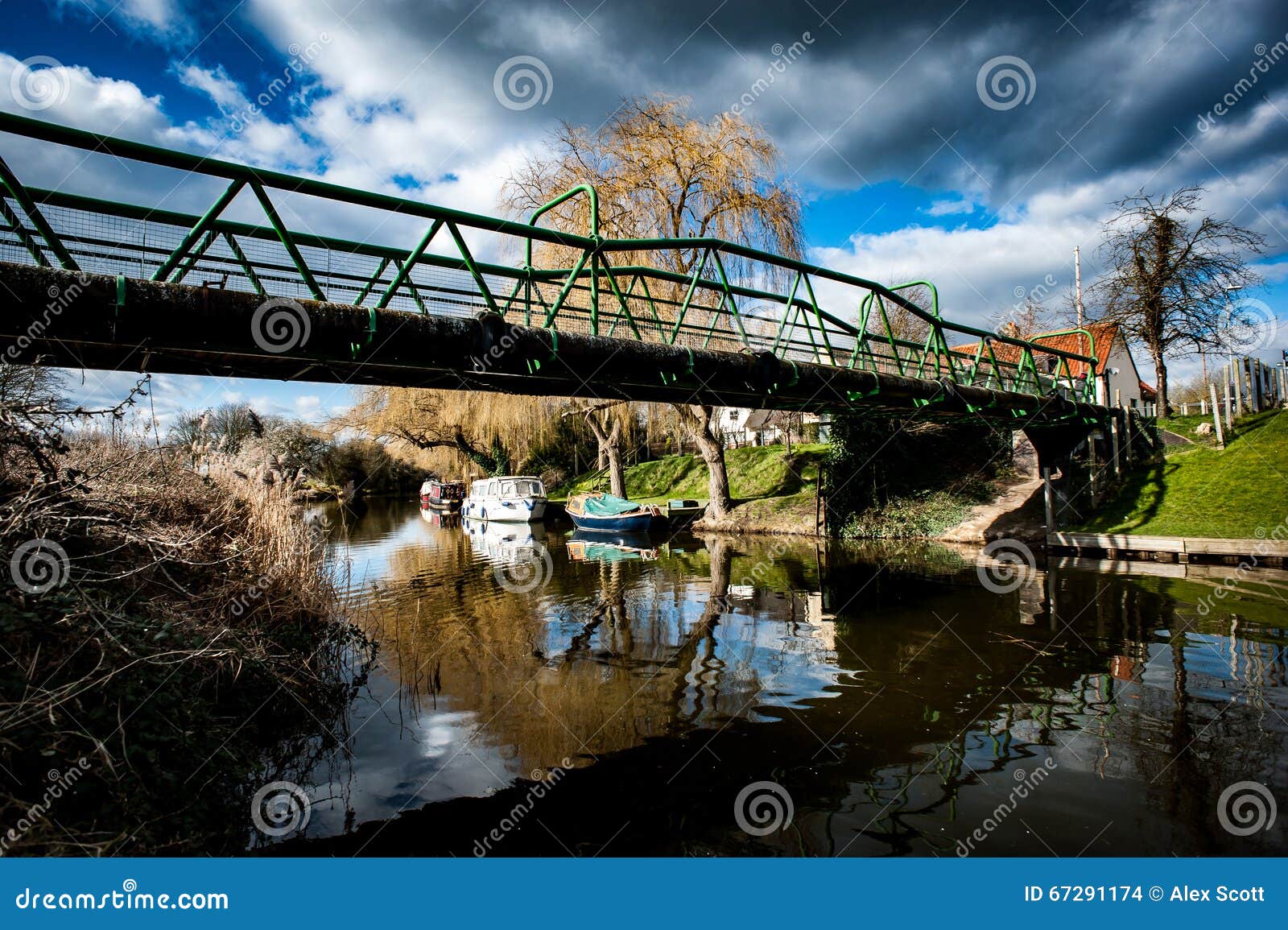 Metal footbridge stock photo. Image of pedestrian, spring - 67291174