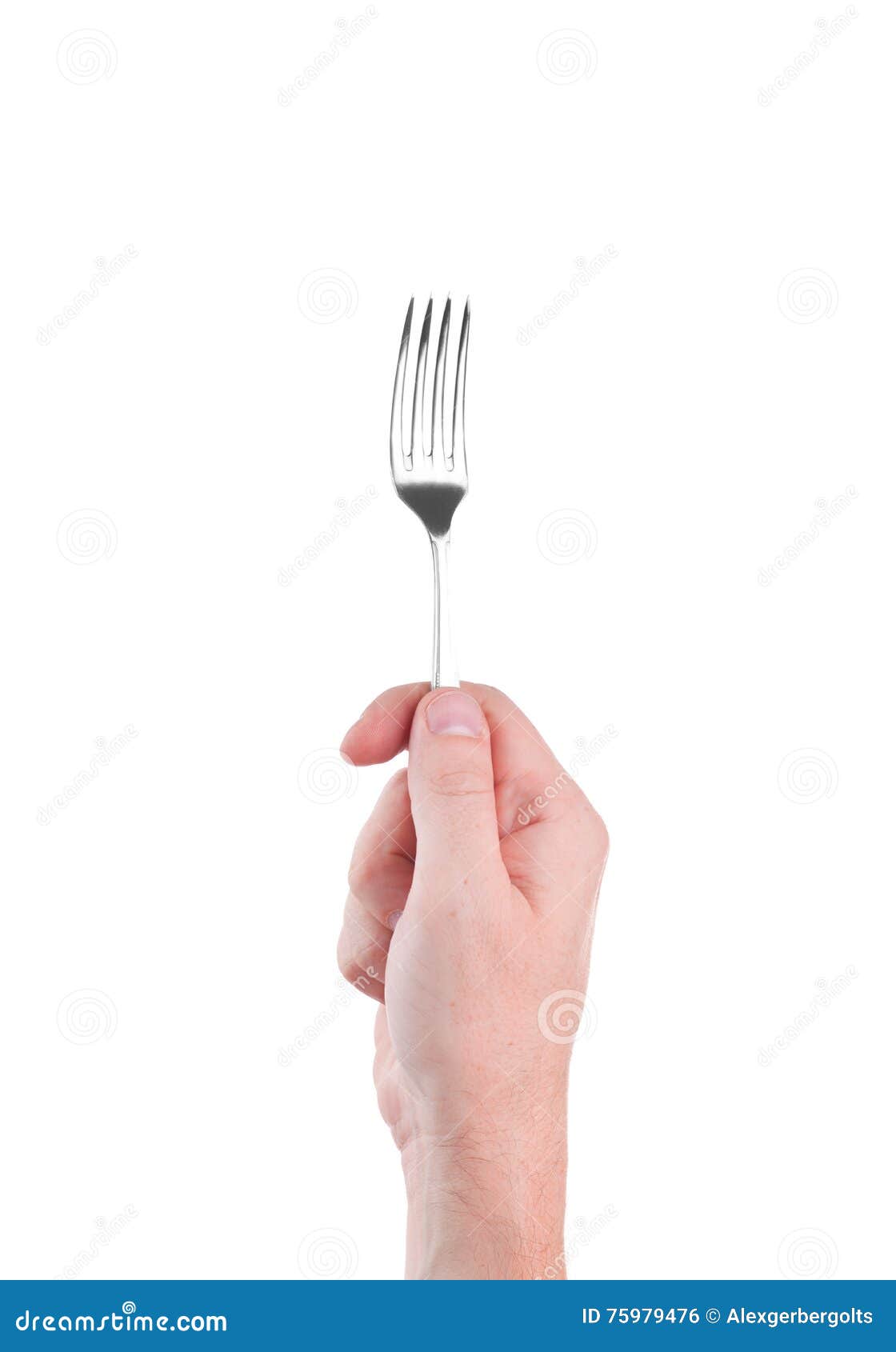 Metal Fork in a Human Hand Isolated on White Background Stock Photo ...