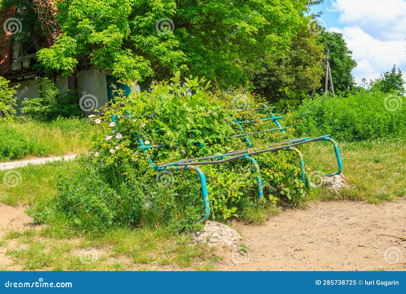 Metal Frame from a Broken Bench. Background with Selective Focus Stock ...