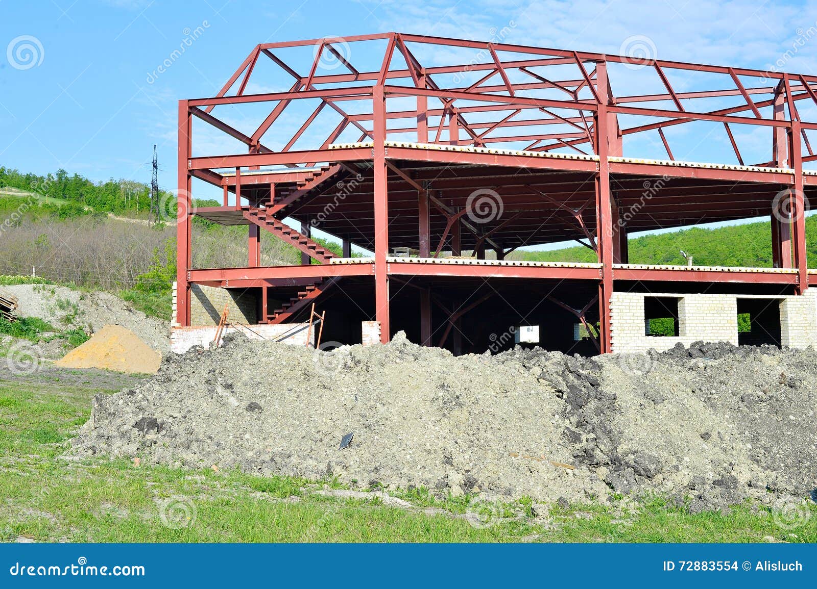 Metal Frame Building Under Construction Stock Photo - Image of frame ...