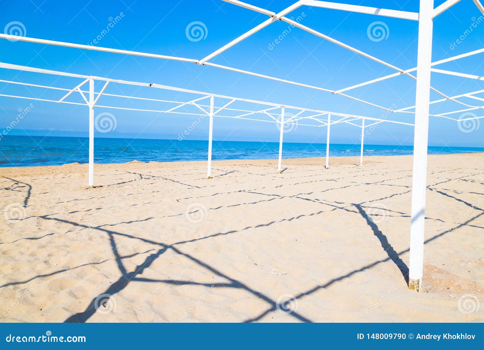 Metal Frame Construction on the Beach Stock Photo - Image of industrial ...
