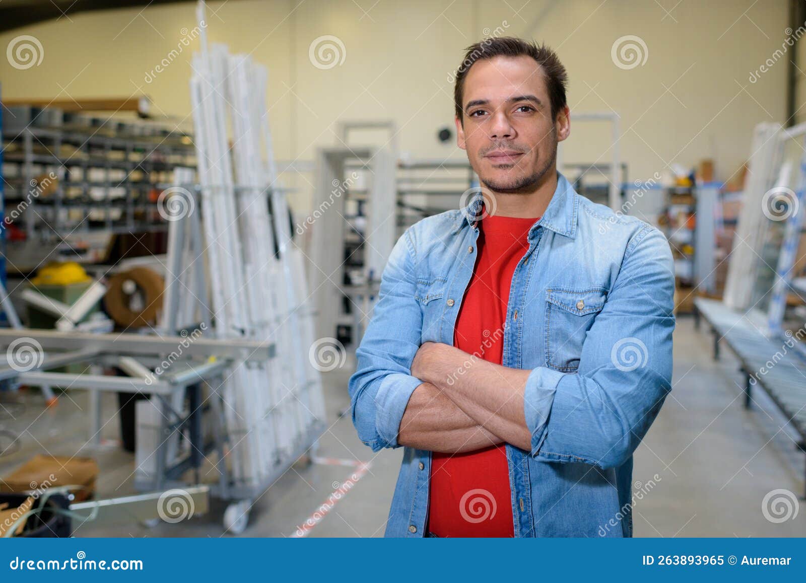 Metal Frame Factory Manager Posing Stock Image - Image of light ...