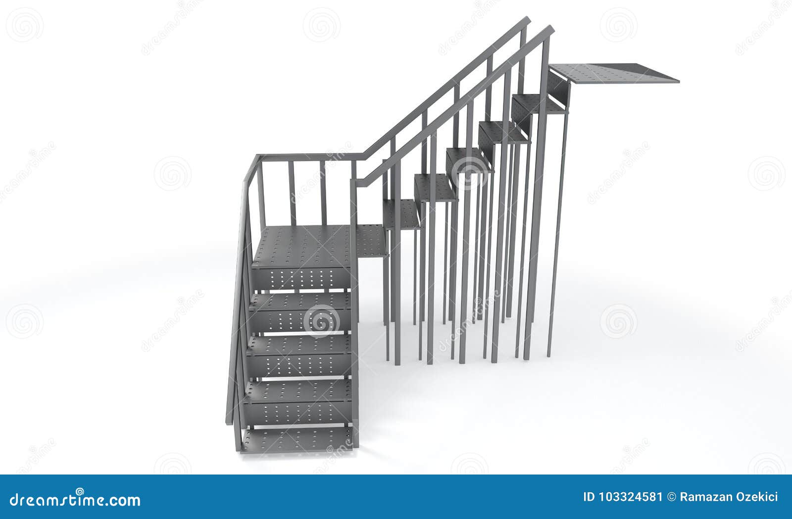 Metal Frame Ladder on a White Background, 3d Rendering Stock ...
