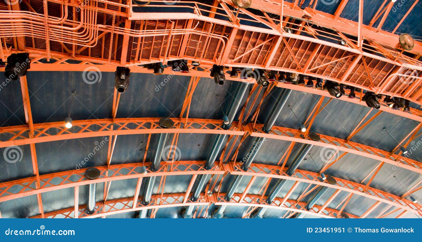 Metal frame with lights stock image. Image of black, architecture ...