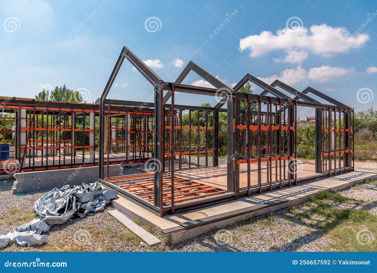 Metal Frame of Newly Built Building. Construction of a New Tiny House ...