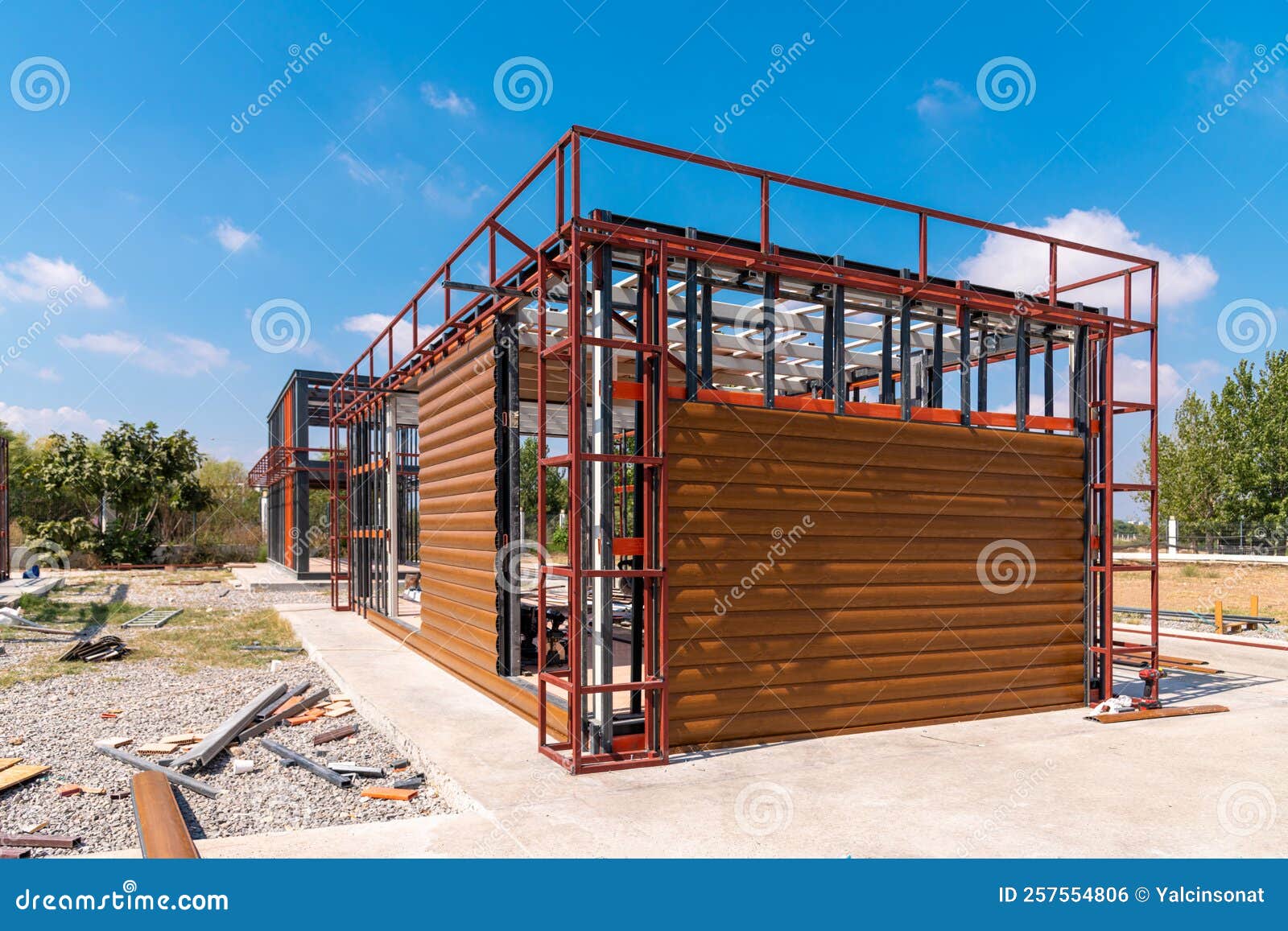 Metal Frame of Newly Built Building. Construction of a New Tiny House ...