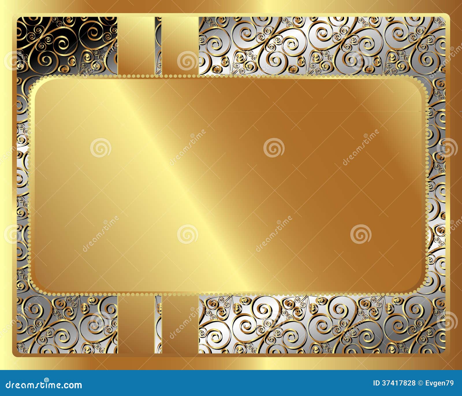 Metal Frame with Pattern with Gold Plate Stock Vector - Illustration of ...