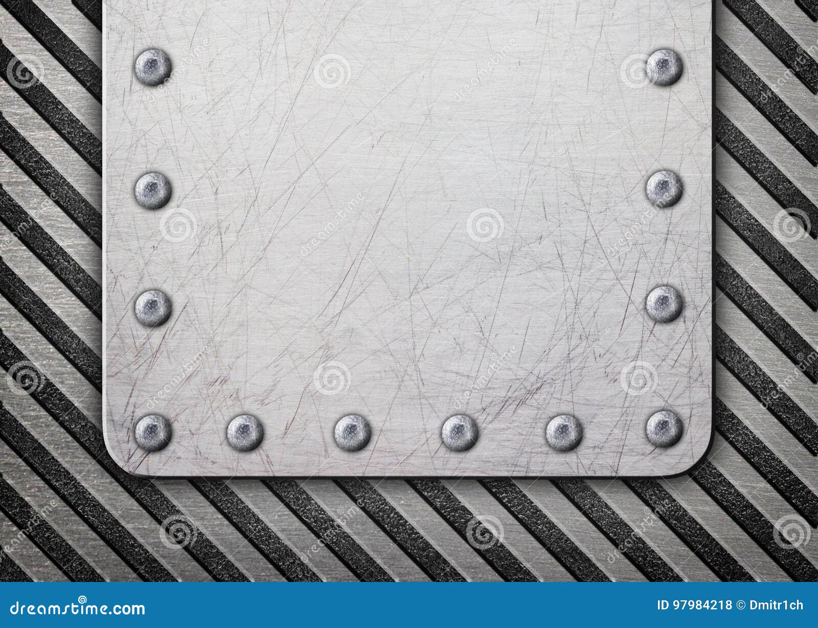 Metal Frame with Rivets, Striped Plate As Background, 3d Stock ...