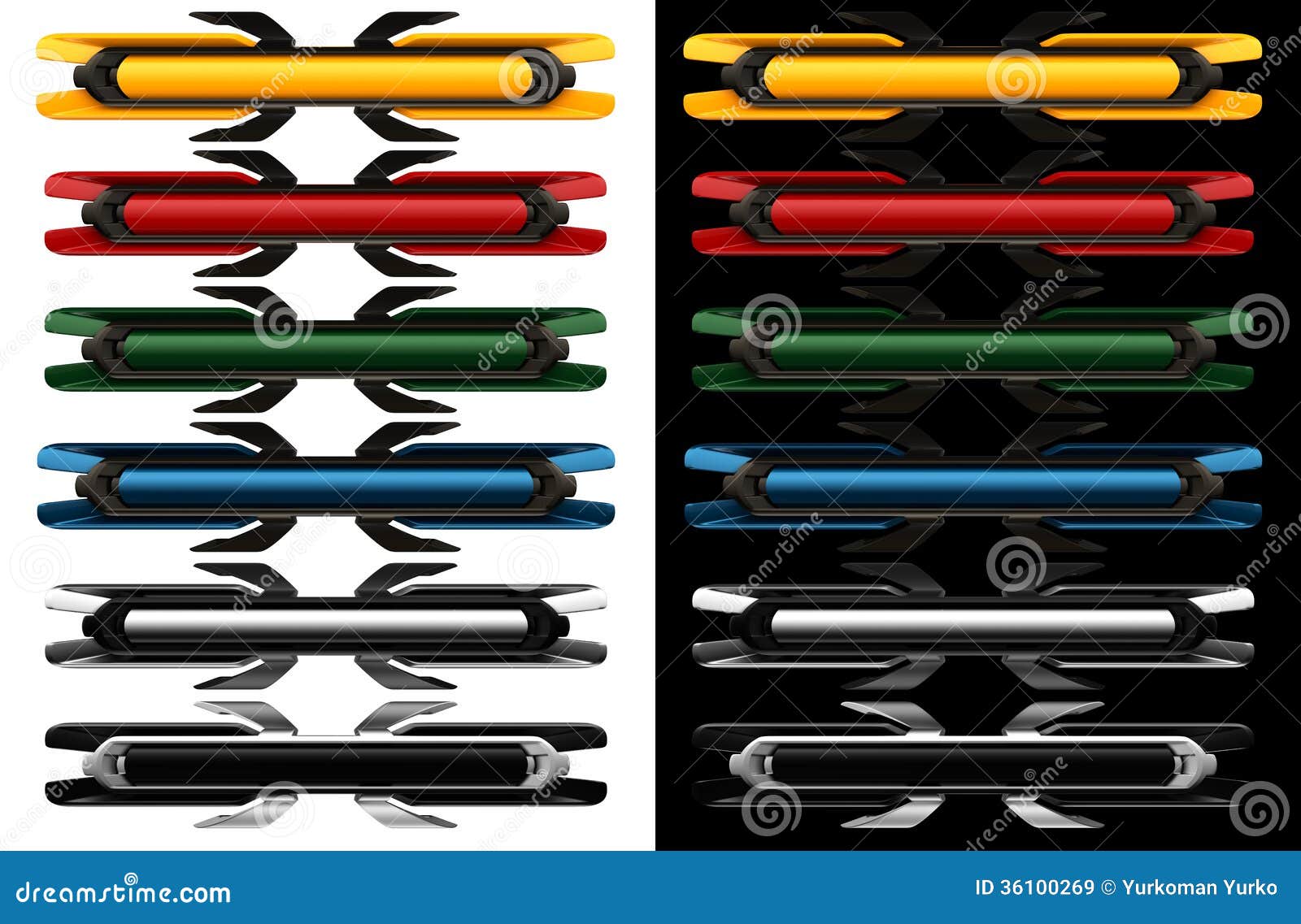 Metal Frames Set With Shadows Isolated On White Background. Pack Of ...