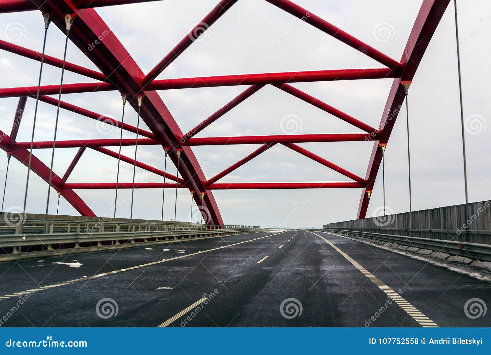 Metal Frame Structure of a Bridge Over a Highway Road Stock Photo ...
