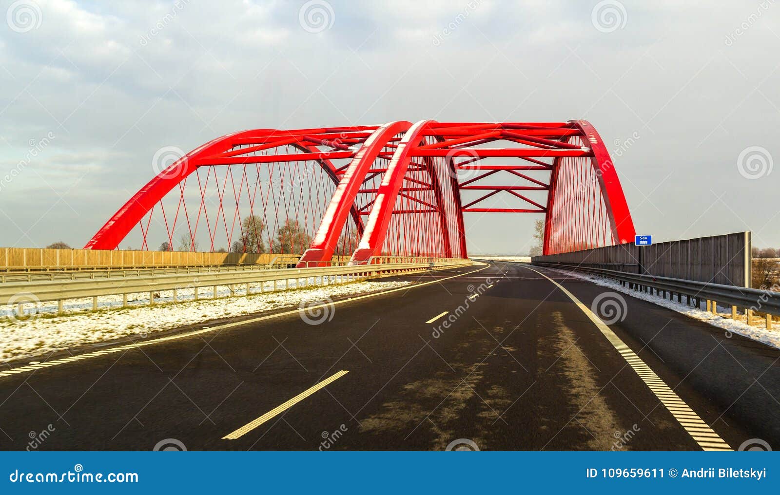 Metal Frame Structure of a Bridge Over a Highway Road Stock Image ...