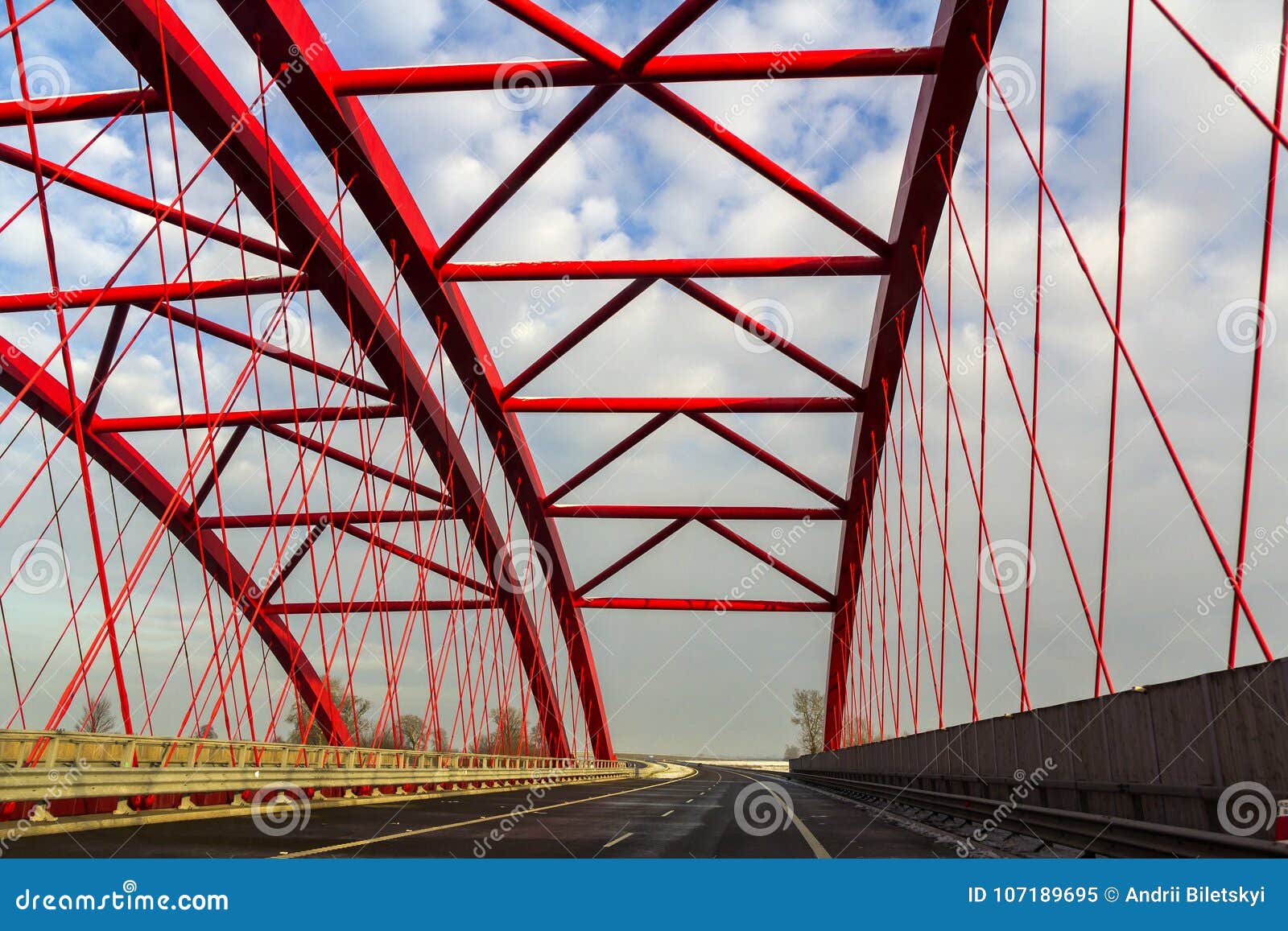 Metal Frame Structure of a Bridge Over a Highway Road Stock Image ...