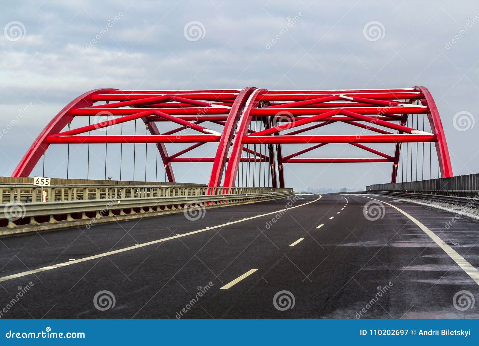 Metal Frame Structure of a Bridge Over a Highway Road Stock Image ...