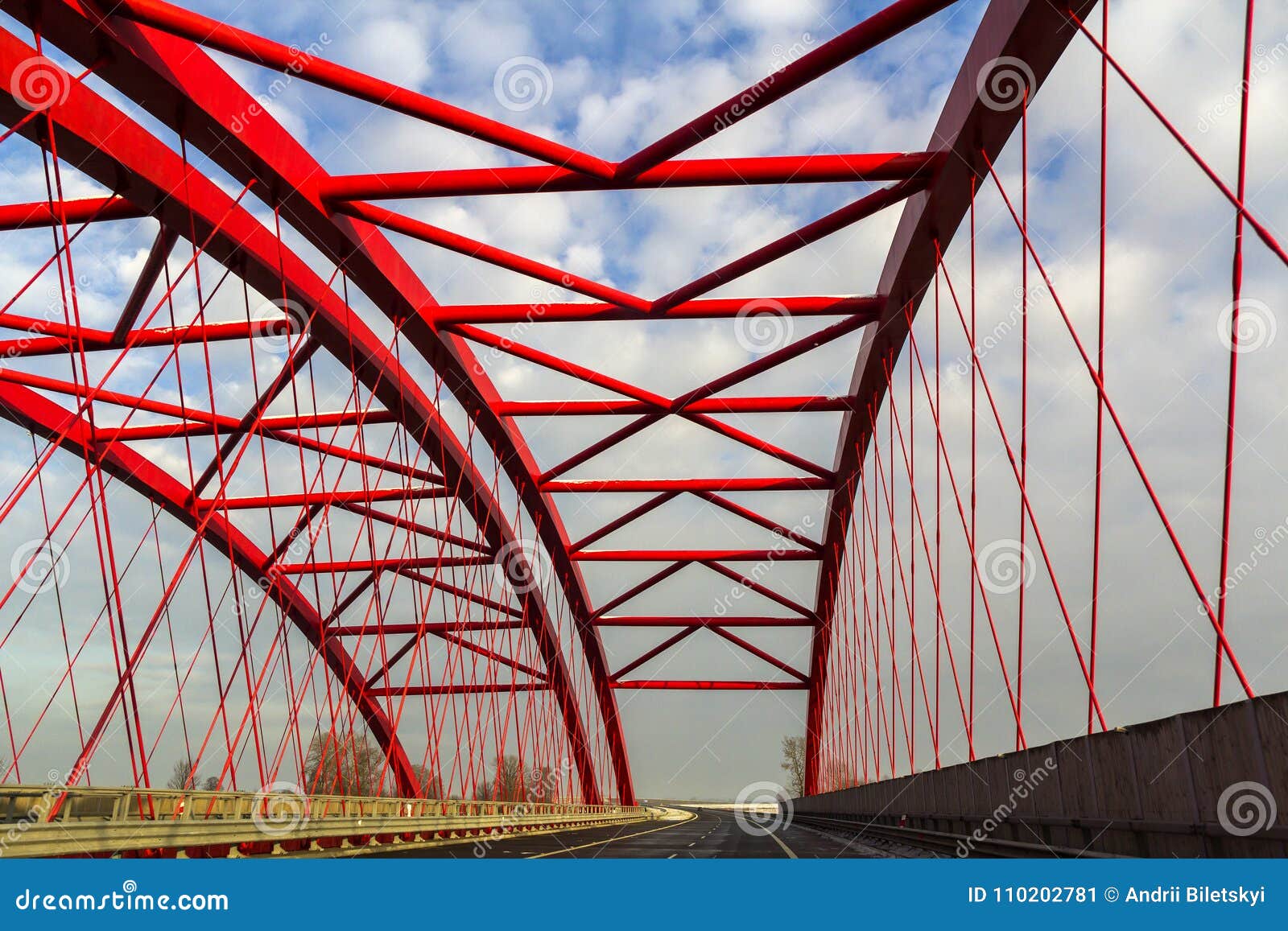 Metal Frame Structure of a Bridge Over a Highway Road Stock Image ...