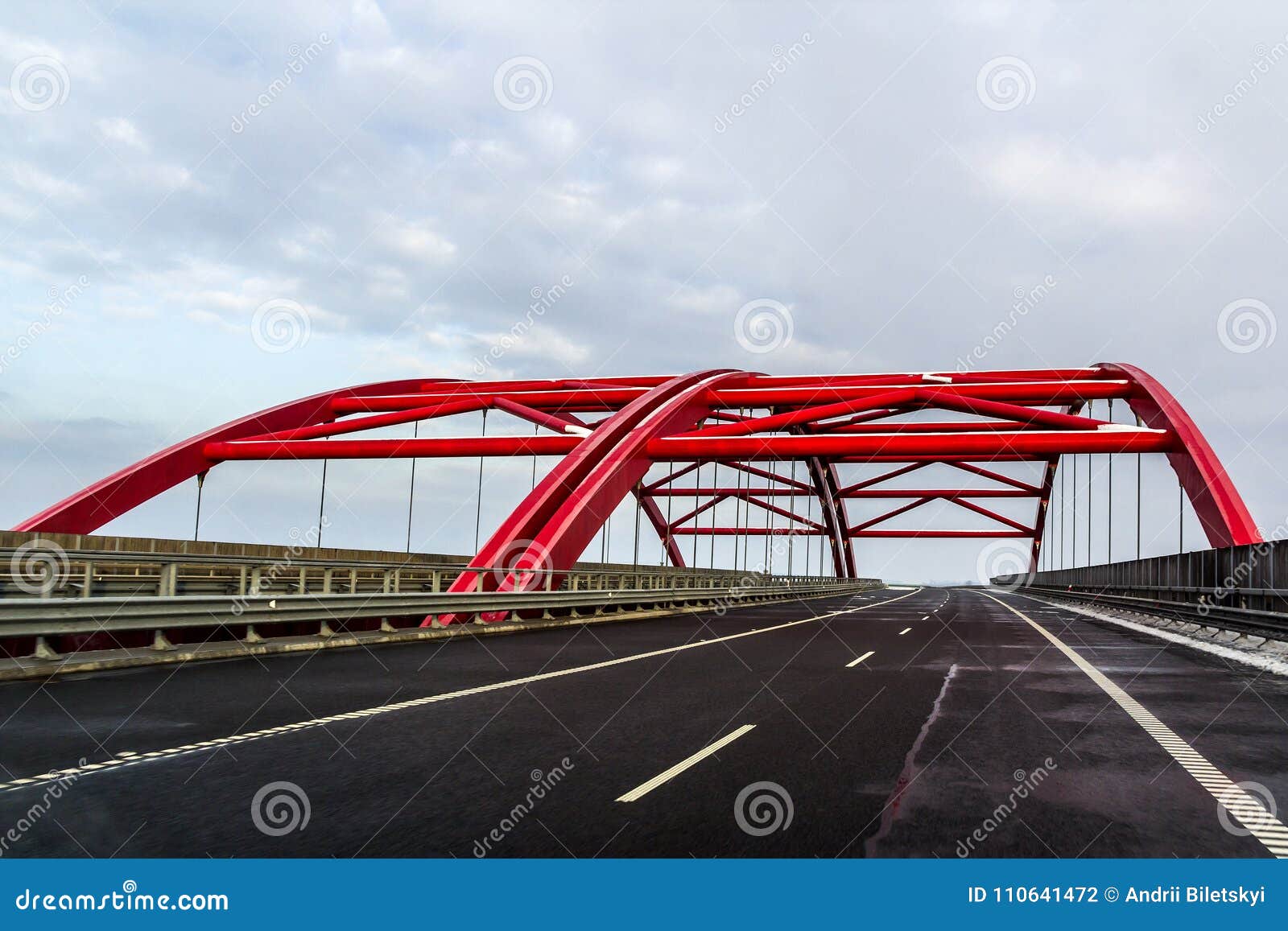 Metal Frame Structure of a Bridge Over a Highway Road Stock Photo ...