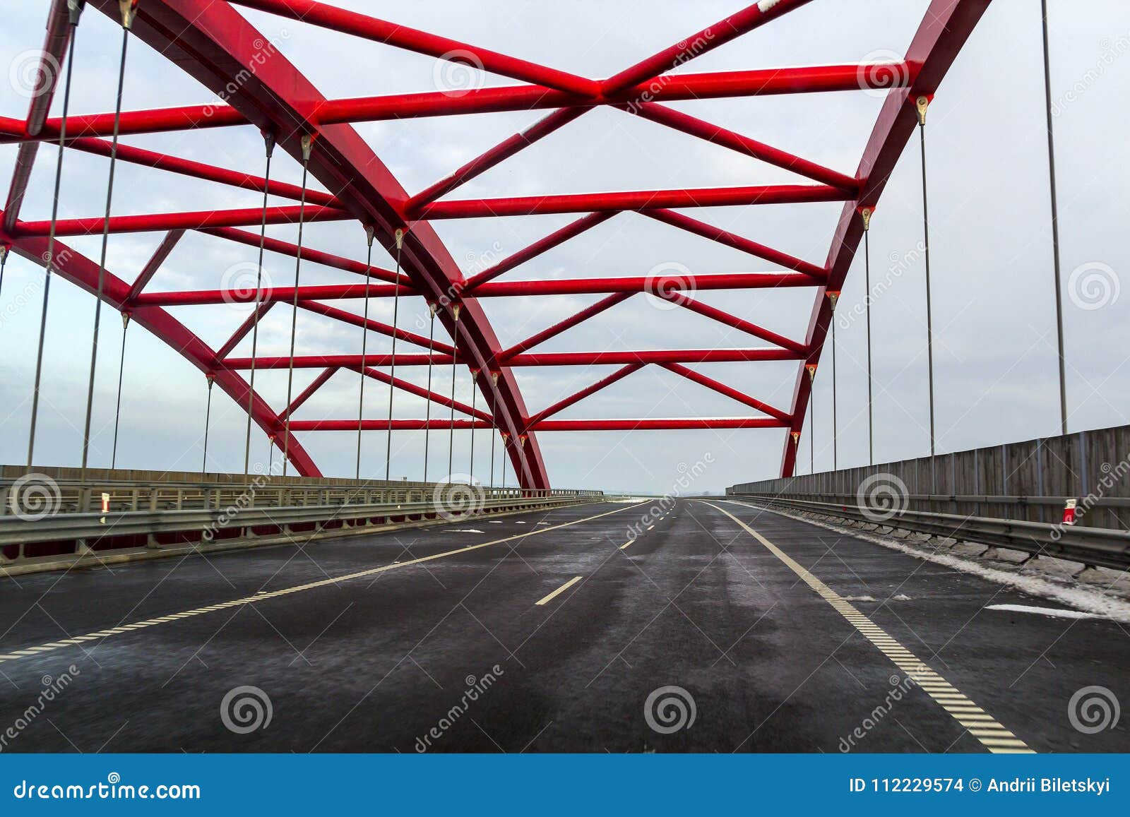 Metal Frame Structure of a Bridge Over a Highway Road Stock Photo ...