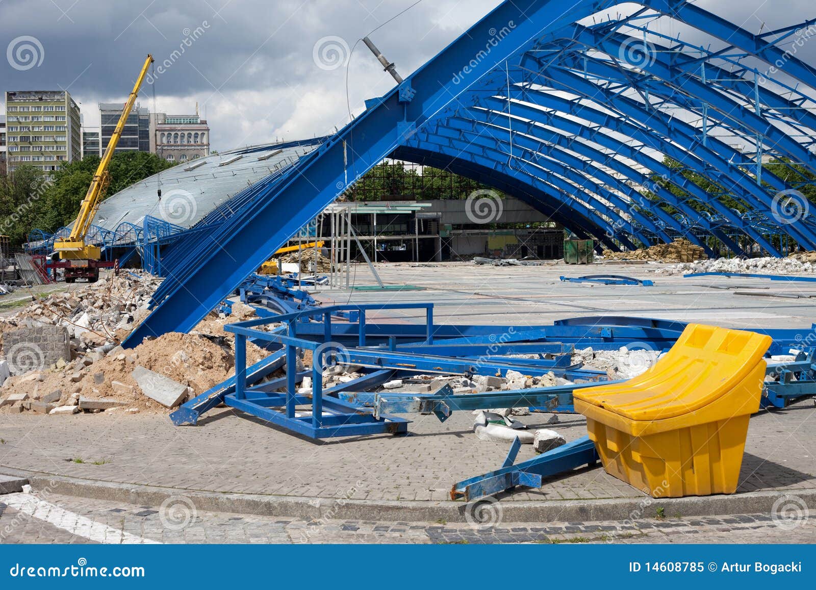 Metal Frame Structure on Deconstruction Site Stock Image - Image of ...