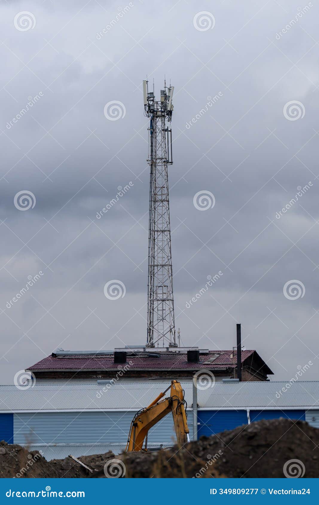 Metal Frame Tower with Repeaters on Top. Stock Image - Image of steel ...