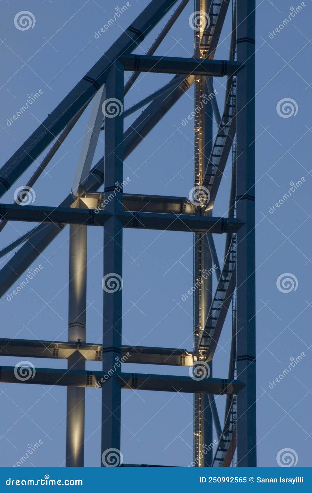 Metal Framework of a Building Spire at Twilight Stock Image - Image of ...