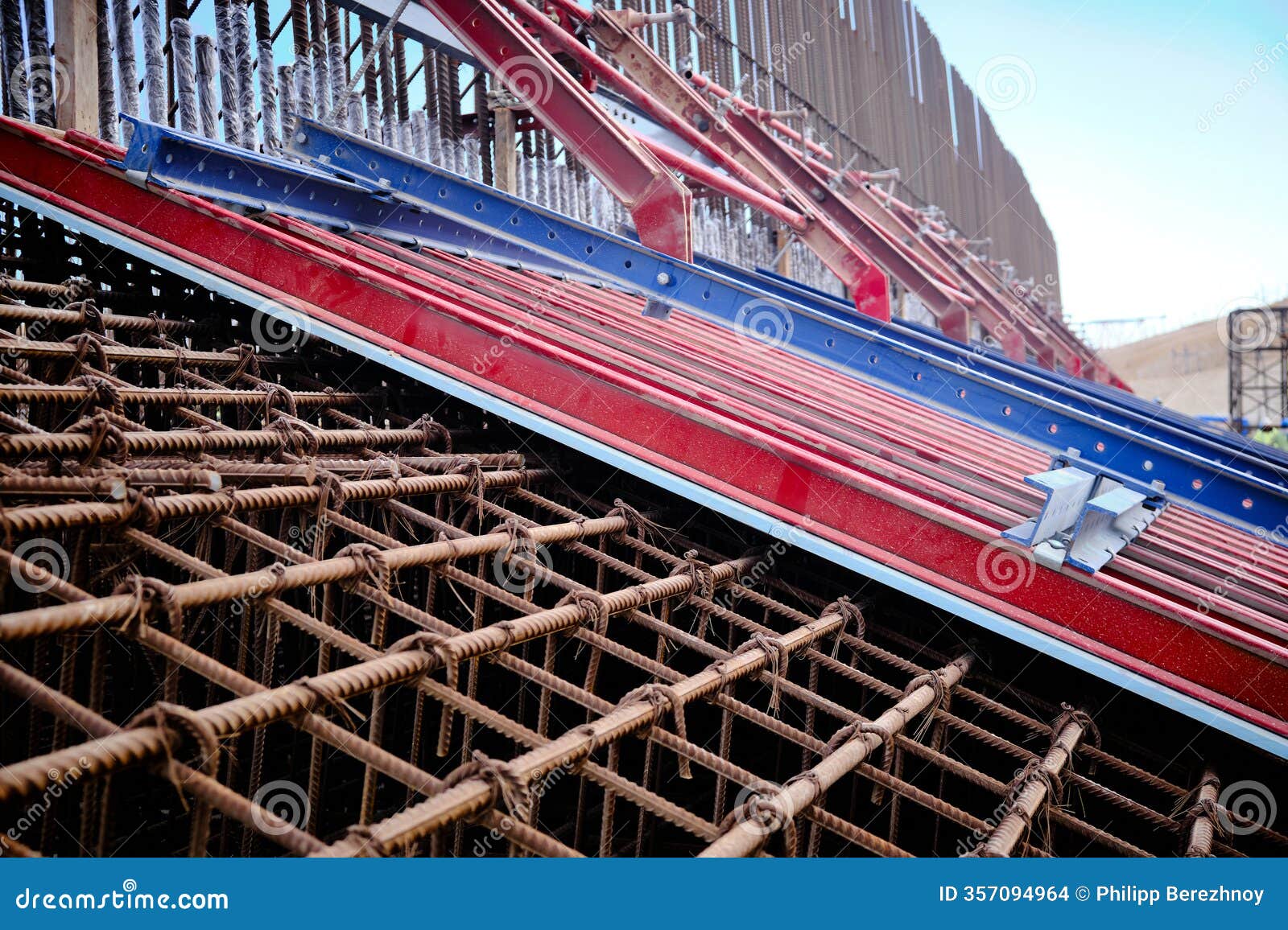 Metal Framework Of Hangar. Metal Supporting Structures. Beams And ...