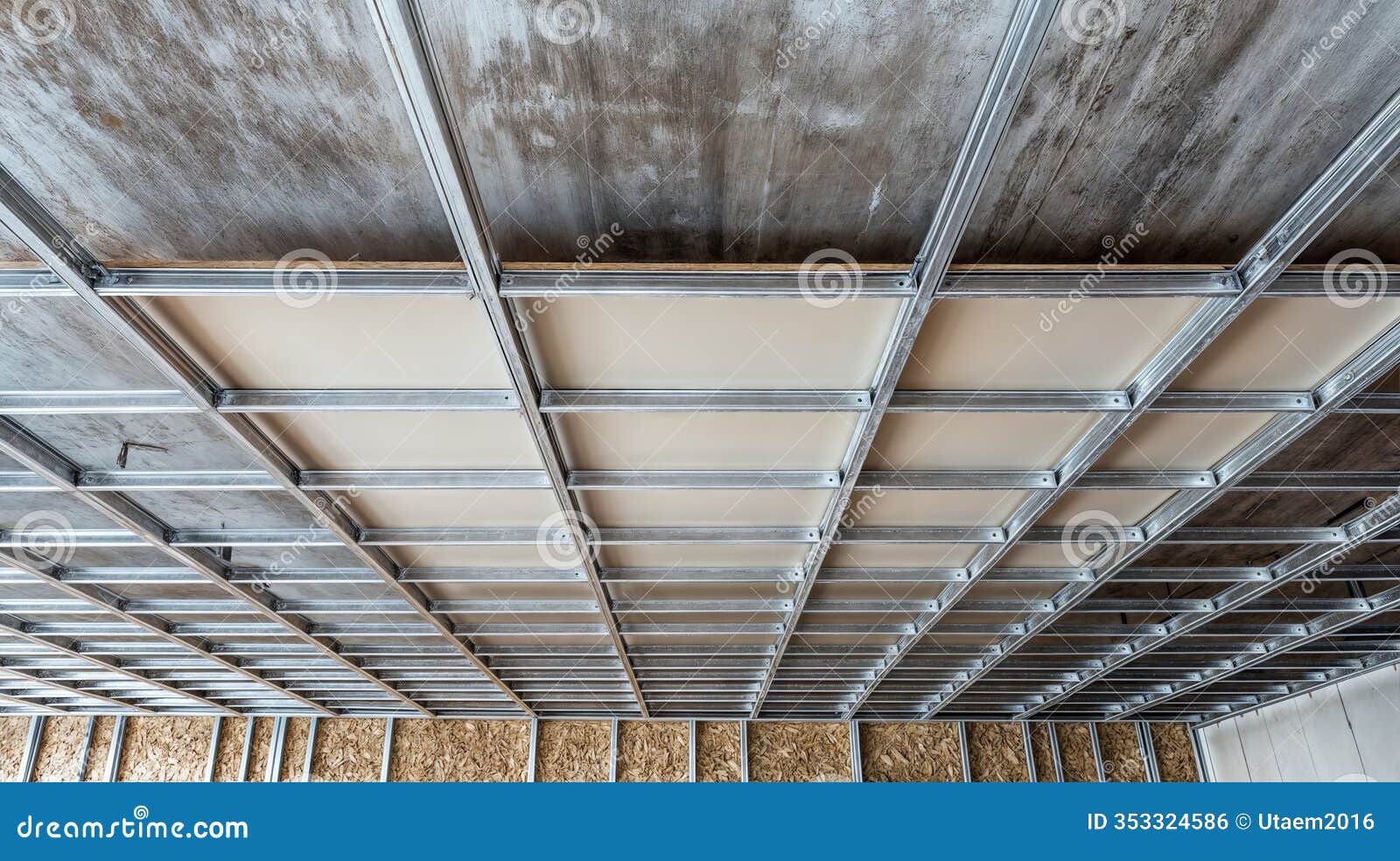 Metal Framework of Suspended Ceiling is Getting Assembled Stock Photo ...