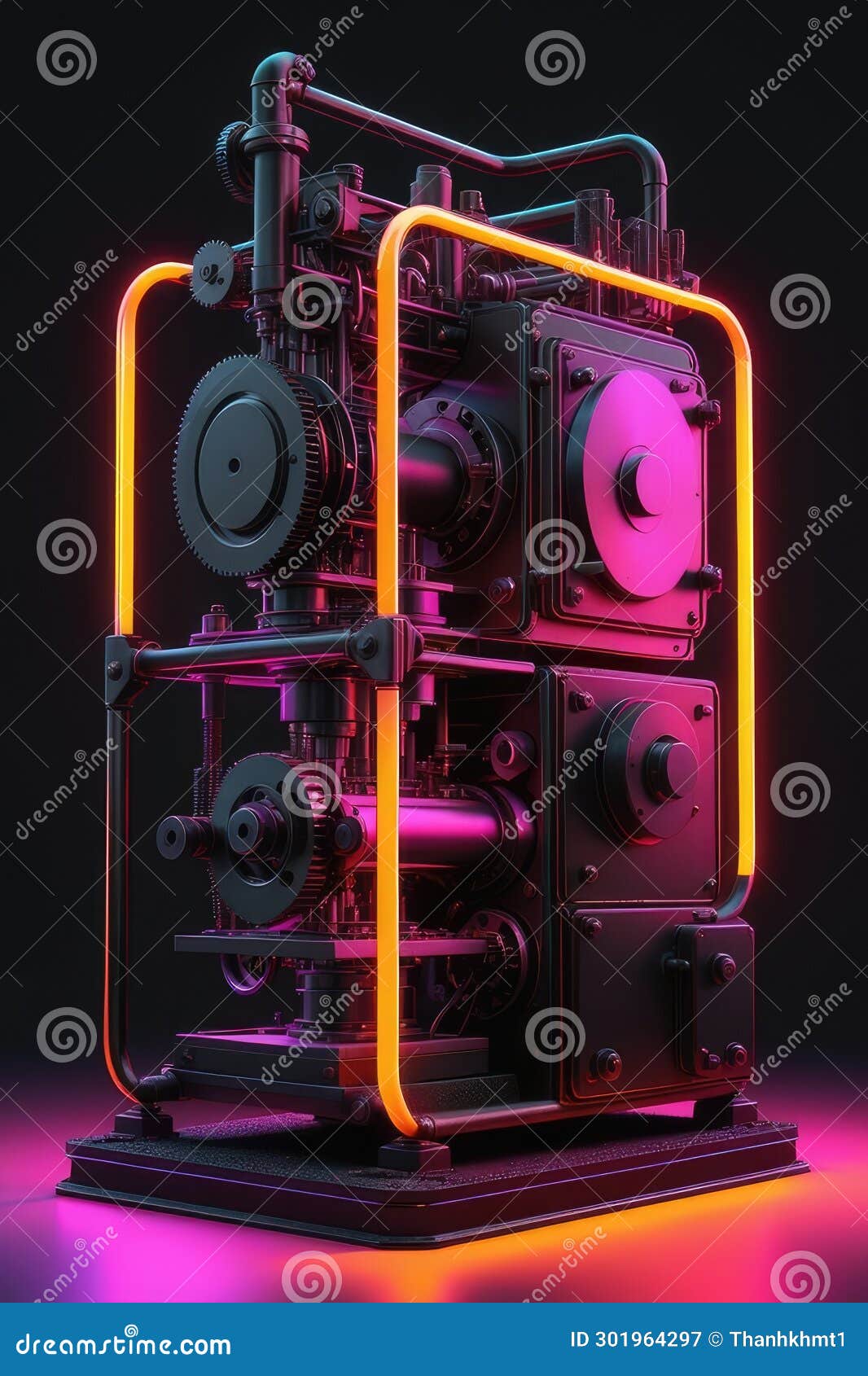 A Metal Futuristic Machine with Neon Lights, Vertical Composition Stock ...