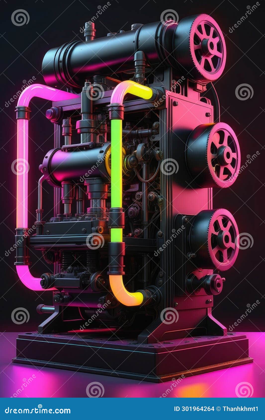 A Metal Futuristic Machine with Neon Lights, Vertical Composition Stock ...