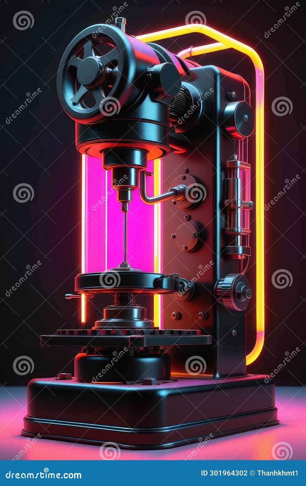 A Metal Futuristic Machine with Neon Lights, Vertical Composition Stock ...