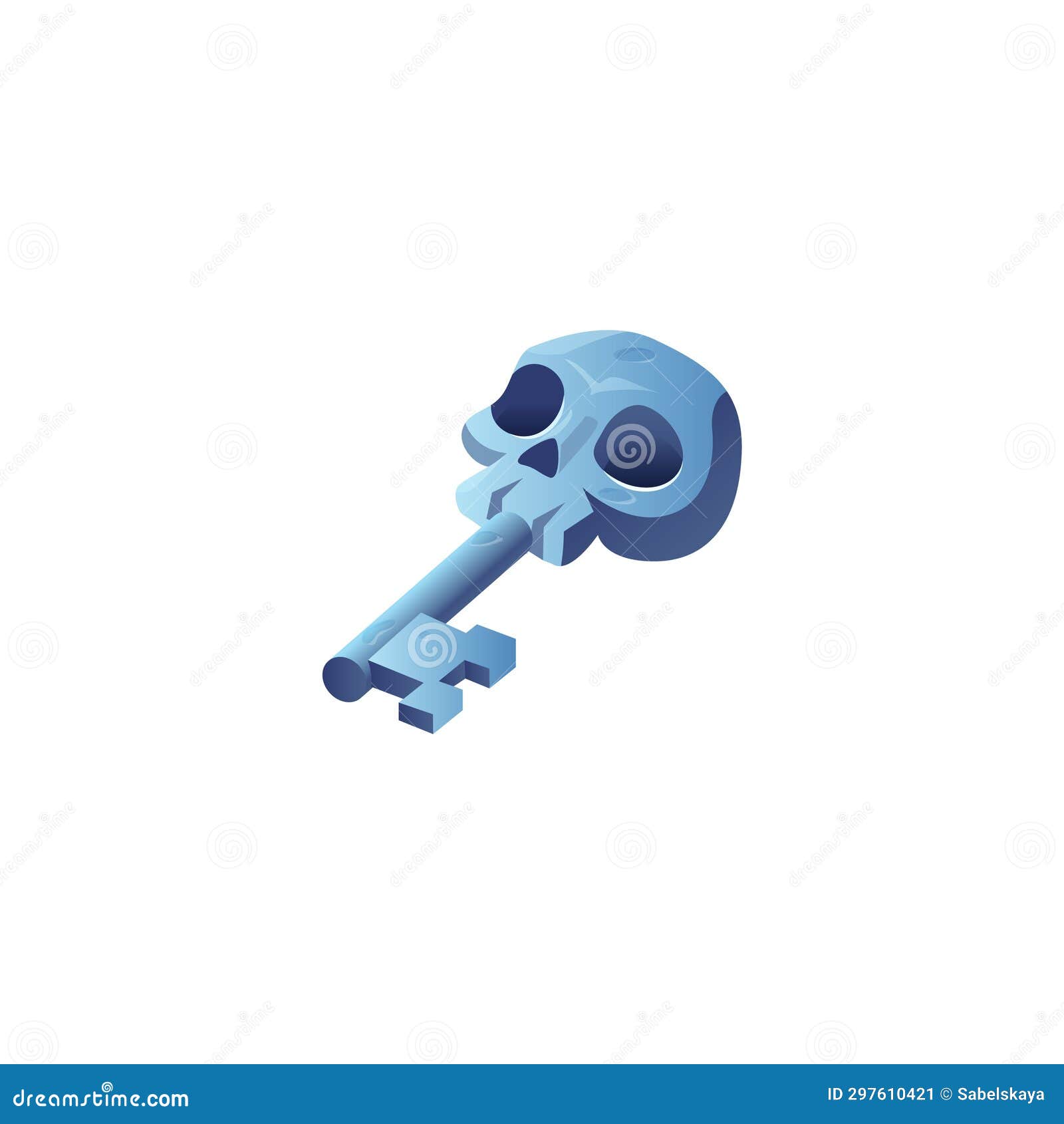 Metal Game Key with Skull, Vector Magic Skeleton Game Ui Element ...