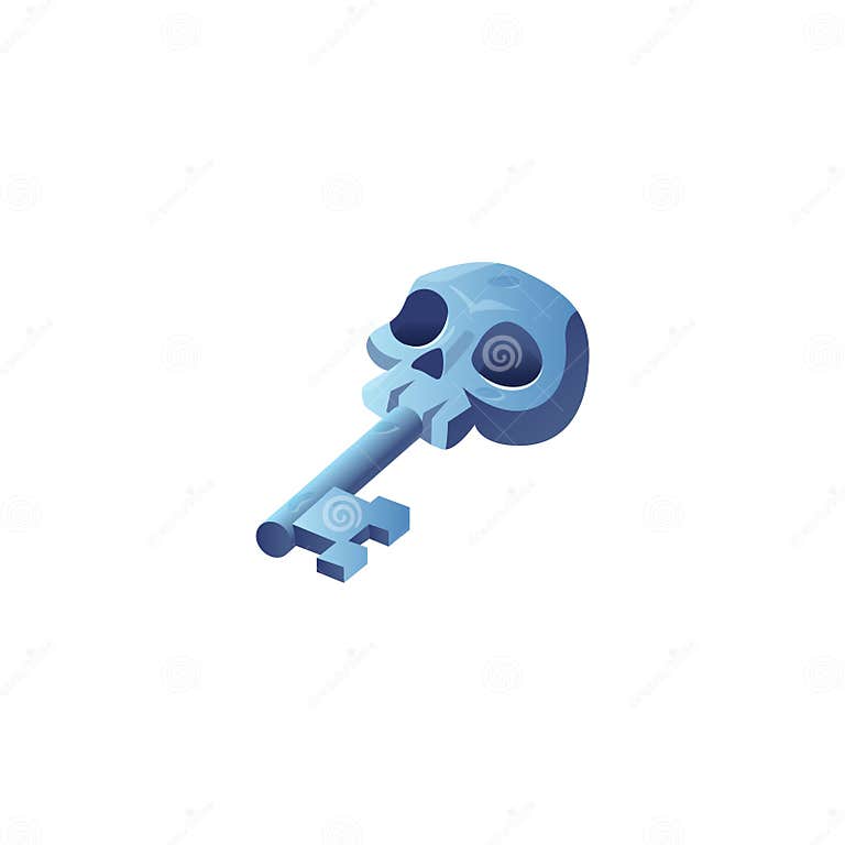 Metal Game Key with Skull, Vector Magic Skeleton Game Ui Element ...