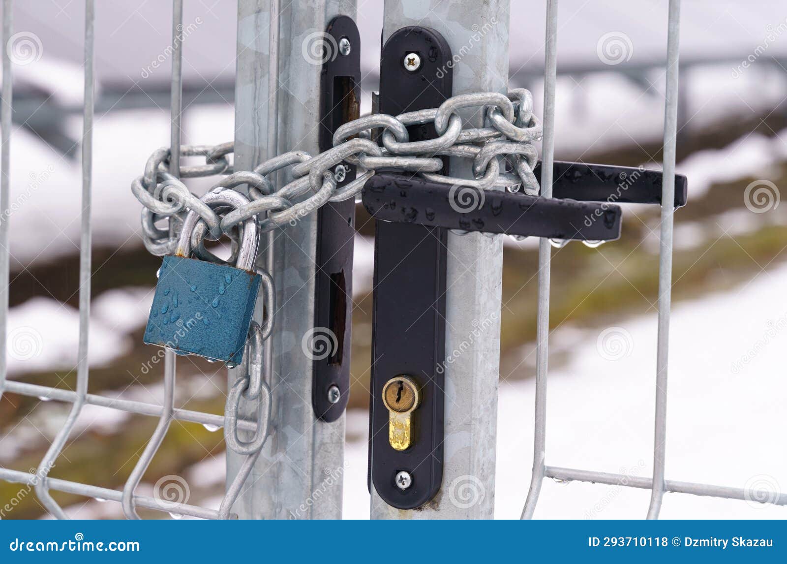 Metal Gate Closed with a Chain To the Castle Stock Photo - Image of ...